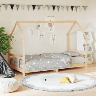 vidaXL Vidaxl - Cadre de lit enfant 90x190 cm - Bois de pin massif non trait&eacute; - Hauteur adapt&eacute;e pour acc&egrave;s facile - Convient aux enfants d&egrave;s 4 ans