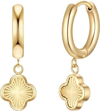 Glanzst&uuml;cke M&uuml;nchen Ohrringe - Edelstahl Creolen Kleeblatt - Gr. unisize - in Gold - f&uuml;r Damen