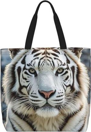 Generic Tigre Blanc Sac Cabas R&eacute;utilisable Sacs De Courses Grand Sac Courses Pour Travail Voyage Shopping
