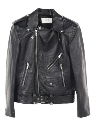 Celine veste de moto en cuir (années 2010) - Noir