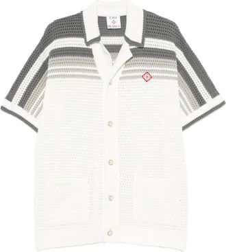 Casablanca Homme, Pulls, Blanc, Taille: XL Striped Camp Collar Shirt