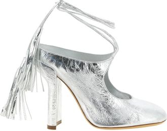 Dries Van Noten Femme, Chaussures, Gris, Taille: 39 EU Mules en Cuir Lamin&eacute;