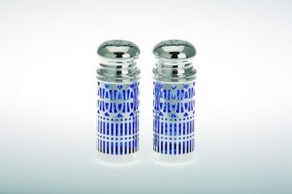 Silberkanne Streuerpaar Blauglas H 7,0cm D 2,5cm versilbert