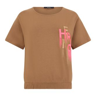 Herno Interlock Jersey T-Shirt mit Stickerei - - Tops - Damen - Braun - M