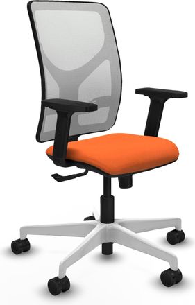 Piqueras y Crespo Schreibtischstuhl aus Stoff mit 2D-Armlehnen, h&ouml;henverstellbare Lendenwirbelst&uuml;tze, ausgestattet mit 3 Positionen und Schneideschaum, Wei&szlig;/Orange