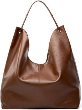 Generic Sac fourre-tout en cuir pour femme - Grand sac &agrave; main marron - Sacs &agrave; bandouli&egrave;re d&eacute;contract&eacute;s - 2 sacs &agrave; main l&eacute;gers sous les bras - Cadeau pour le t