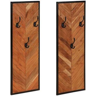 vidaXL Wandgarderobe 2 Stk. 35x1x90 cm Massivholz Akazie vidaXL