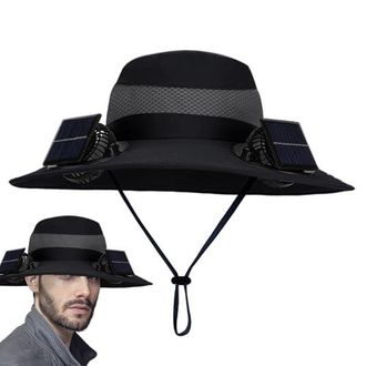 Generico Chapeau De Ventilateur Solaire - Chapeau Solaire Avec Ventilateurs Double -solaire | Chapeau De Fan Solaire, Chapeau De Soleil Avec Cape De Protection