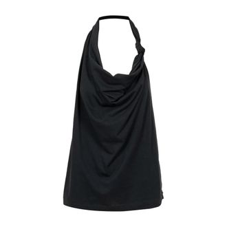 Sportmax Schwarzes &auml;rmelloses Baumwolltop mit Knoten - - Tops - Damen - Schwarzk - M