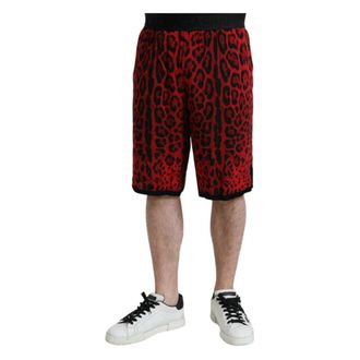 Dolce & Gabbana Rote Leopard Print Bermuda Shorts - - Shorts - Herren - Mehrfarbig - S