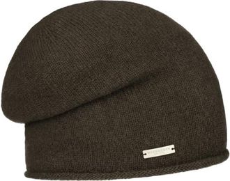 Seeberger Bonnet long en cachemire tricot&eacute; &agrave; bords roul&eacute;s, marron fonc&eacute;, 6 3/4/7 3/8