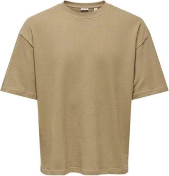 Only & Sons Only & Sons, Homme, Tops, Brun, Taille: XL T-shirt en coton &agrave; manches courtes et col rond