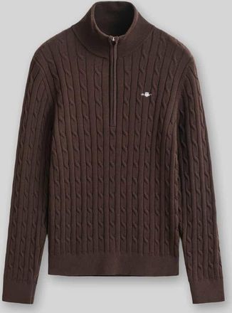 GANT Regular Fit Troyer aus reiner Baumwolle mit Logo-Stitching