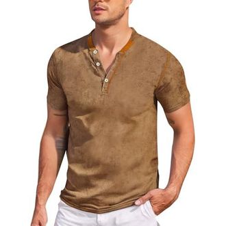 Generic Polo l&eacute;ger et respirant pour homme, coupe classique, d&eacute;contract&eacute;, vintage, boutonn&eacute;, confortable, extensible, t-shirts dext&eacute;rieur, dor&eacute;, 3XL