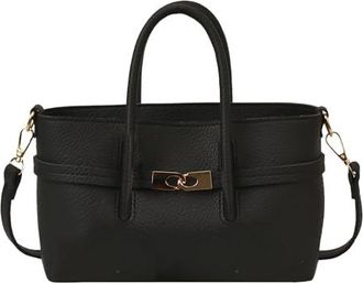 Generic Petit sac &agrave; bandouli&egrave;re en cuir synth&eacute;tique avec sangle r&eacute;glable pour femme, travail, shopping, voyage, Noir, 10.63x5.91x3.35(inch)