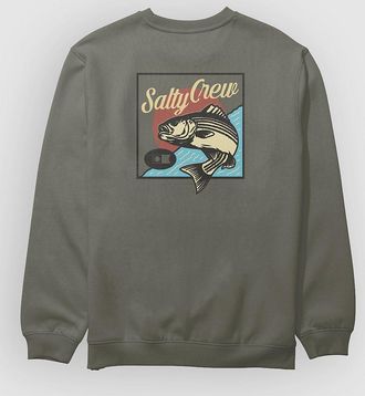 Salty Crew Striped Crew Sweater dusty olive