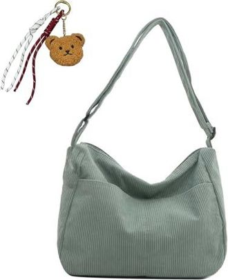 Generic Sac &agrave; bandouli&egrave;re d&eacute;contract&eacute; en velours c&ocirc;tel&eacute; pour femme, joli sac &agrave; main l&eacute;ger avec sangle r&eacute;glable, id&eacute;al pour l&eacute;cole, le travail, les voyages, ve