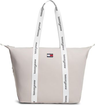Tommy Jeans Tragetasche TOMMY JEANS TJW ESS DAILY TOTE, Damen, Gr. B/H/T: 52cm x 34cm x 22cm, creme, Textil, Taschen, Schultertasche, Shopper mit kontrastiven Hen