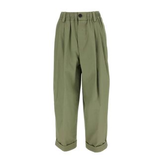 Marni Femme, Pantalons, Vert, Taille: 34 FR Pantalon en toile &agrave; plis