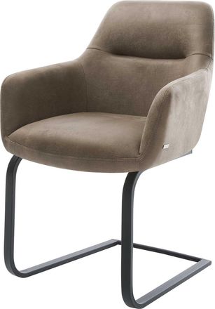 DELIFE Schwingstuhl Pejo-Flex Freischwinger flach Schwarz Mikrofaser Taupe Vintage Taschenfederkern