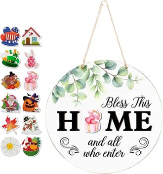 Generico Willkommensschild f&uuml;r T&uuml;r, rustikale Dekoration, austauschbar, 30 cm, Dekoration f&uuml;r Zuhause, f&uuml;r Au&szlig;enbereich, Garten, Eingang, Bauernhof