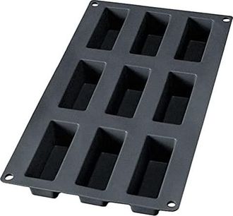 Lékué Moule pâtisserie Mini Cake 9 cavités, silicone platine noir