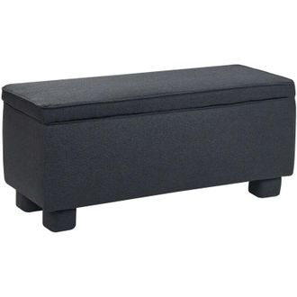 Beliani Banc de Rangement Moderne en Tissu Rembourr&eacute; Pieds en Bois de Peuplier Facile dEntretien Noir Ithaca