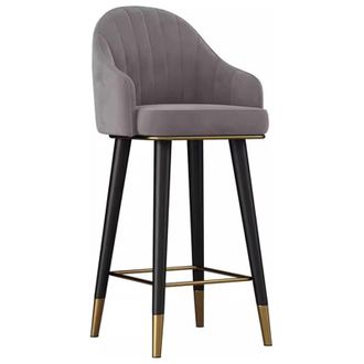 Generic Barhocker in Tresenh&ouml;he, K&uuml;cheninselstuhl, 360&deg; drehbare Fr&uuml;hst&uuml;cksbarst&uuml;hle, Barhocker mit Samtsitz, R&uuml;ckenlehne und Fu&szlig;st&uuml;tze, leicht gepolstert