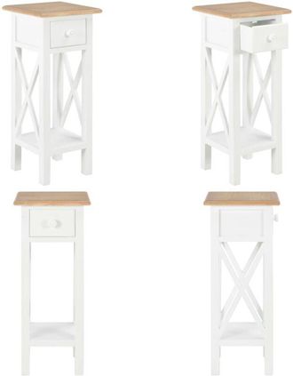 vidaXL Vidaxl - Beistelltisch Wei&szlig; 27 x 27 x 65,5 cm Holz - Holz Tisch - Nachttisch - Beistelltisch - Deko Regal - Wohnzimmerschrank - Home & Living