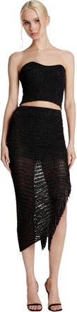 Simona Corsellini Femme, Jupes, Noir, Taille: 40 FR Gonna in crochet lurex spacco e frangie