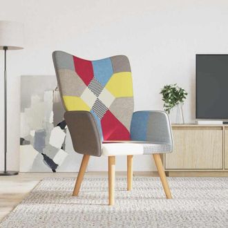 vidaXL Vidaxl - Fauteuil relaxant en tissu patchwork pieds en bois disponibles diff&eacute;rentes nuances couleur : Gris - multicolore
