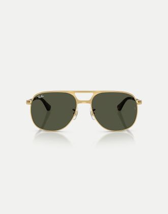 Ray-Ban Bill Max lunettes de soleil carr&eacute;es avec verres verts en arista-Dor&eacute;