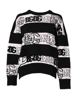 Dolce & Gabbana Womens Logo-Print Cashmere Sweater Black