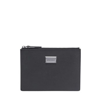 Emporio Armani Homme, Sacs, Noir, Taille: ONE Size Pochette en cuir foulonn&eacute;