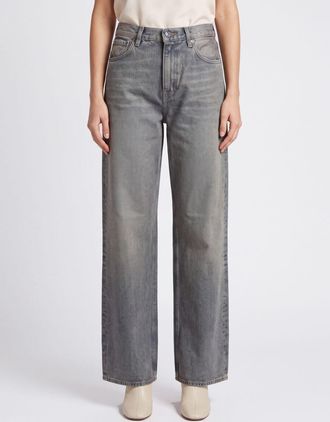 Haikure Korea Wide-Leg-Jeans aus blauem Baumwolldenim mit hoch tailliertem F&uuml;nf-Taschen-Design