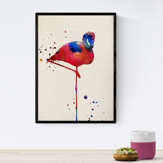 Nacnic Flamenco-Plakat mit Aquarellentwurf. Mischen Sie mit Aquarell-Stylesheets f&uuml;r die Innendekoration. A4-Format