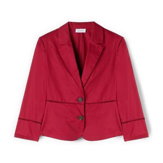 Motivi Baumwoll-Twill-Blazer mit Ajour&eacute; - - Jackets - Damen - Rot - 2XS