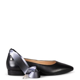 miMaO Ballerines en Cuir à Ruban pour Femme Mod. Aurora, Noir, EU 40