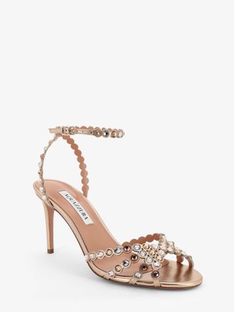 Aquazzura Womens Sandals Tequila Gold Leather