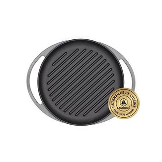 Laguiole Grillplatte, rund, Gusseisen, emailliert, Grau, Durchmesser 25,5 x 26 cm