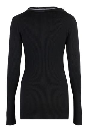 Y / Project Womens Merino Half-Zip Knitted Dress Black Wool