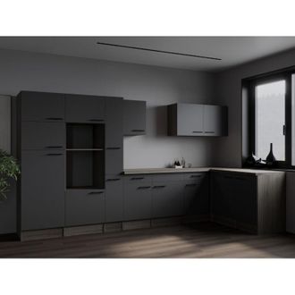 Respekta L K&uuml;che Leerblock Winkelk&uuml;che Eiche York Grau Matt Oliver 370 x 172 cm Respekta