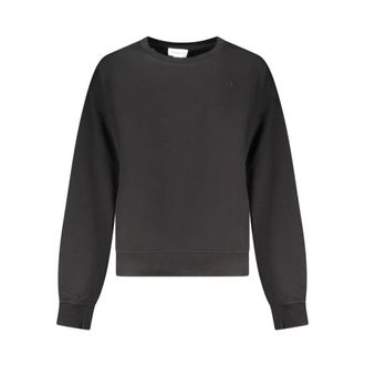 Calvin Klein Femme, Sweatshirts et sweats &agrave; capuche, Noir, Taille: 36 FR SweaT-shirt en coton avec poignets et ourlet c&ocirc;tel&eacute;s