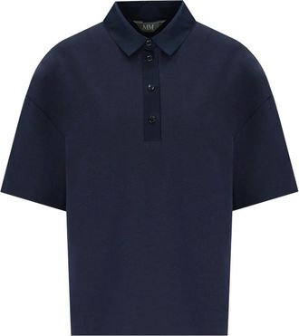 Max Mara Femme, Tops, Bleu, Taille: 38 FR Polo en coton piqué bleu marine