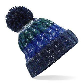 Beechfield B486 Corkscrew Pom Pom Beanie - Alpine Blues