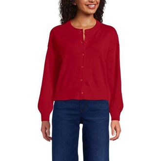 Lands End Kurzer Feinstrick-Cardigan aus Baumwolle, Damen, Gr&ouml;&szlig;e:32-34 regular, Rot, Baumwolle, by Lands End