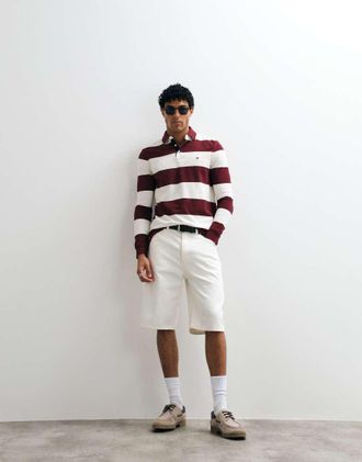 Tommy Hilfiger Maillot de rugby &agrave; rayures - Bordeaux/cr&egrave;me-Rouge