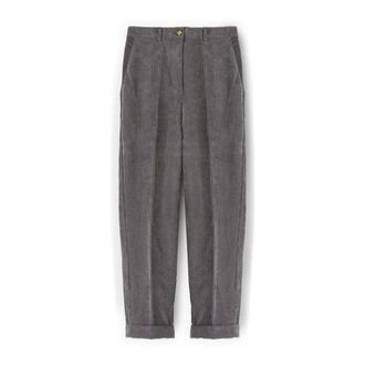 Motivi Femme, Pantalons, Gris, Taille: 42 FR Pantalon carotte en velours c&ocirc;tel&eacute;
