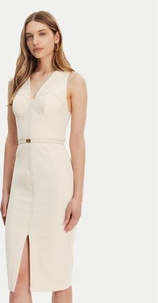 Elisabetta Franchi Coctailkleid AB-706-51E2-193 Écru Slim Fit