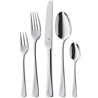 WMF Denver Edelstahl Besteck Set 6 Personen, Essbesteck Set 30 teilig, Monobloc-Messer, Cromargan Edelstahl poliert, glänzend, spülmaschinenfest